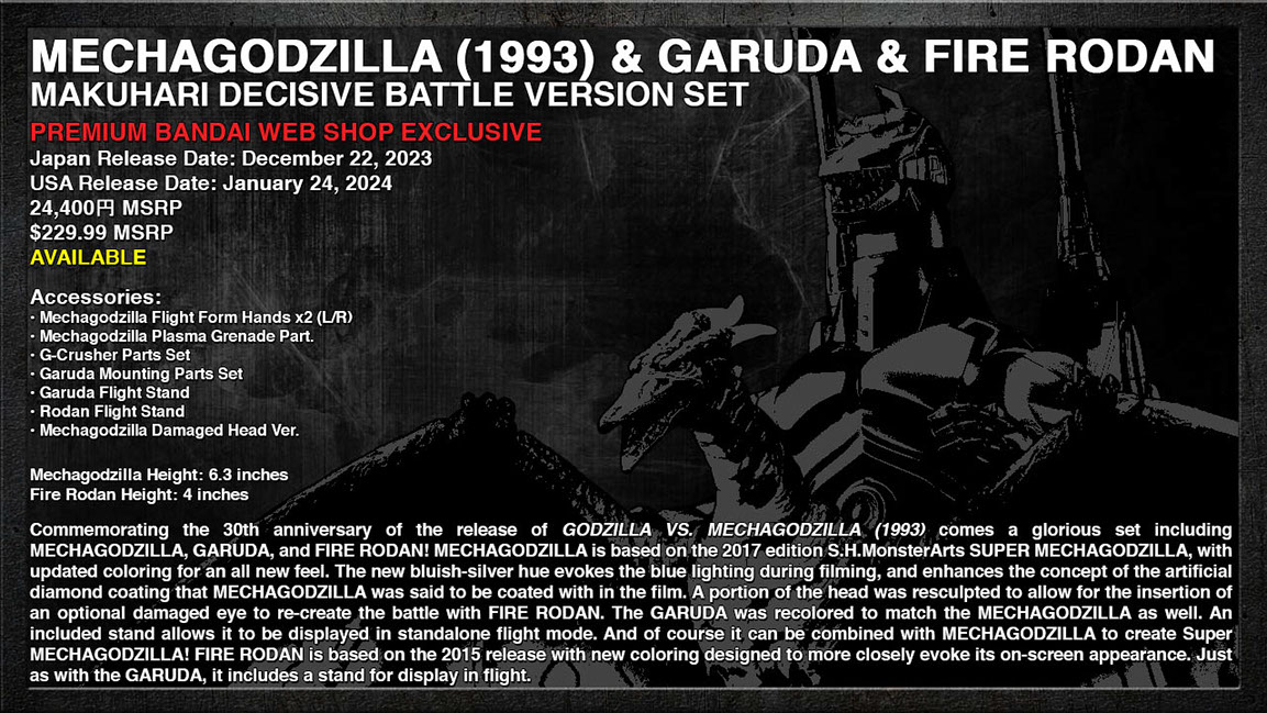 Mechagodzilla 1993 Garuda Fire Rodan Makuhari Decisive Battle Version